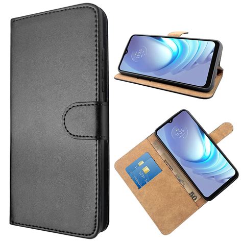 SDTEK Leather Wallet Flip Cover Case For Motorola Moto G Black