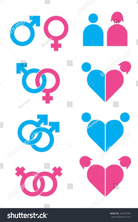 Sexuality Icons Set Blue Pink Color Stock Vector Royalty Free 294279755 Shutterstock