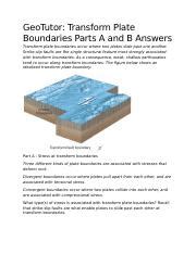 Understanding Transform Plate Boundaries Answers Explanations Course Hero