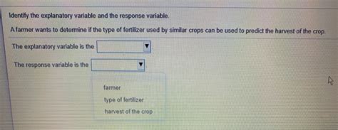 solved identify the explanatory variable and the response
