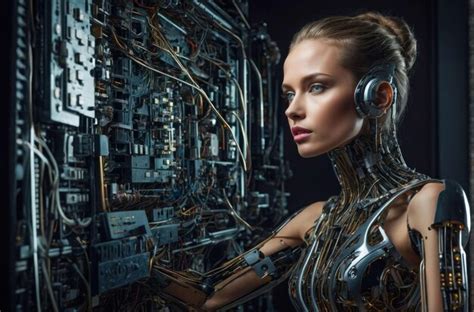 Premium Photo Futuristic Woman With Augmented Reality Interface