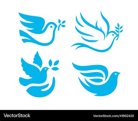 Dove Peace Icon Set Flying Dove Royalty Free Vector Image