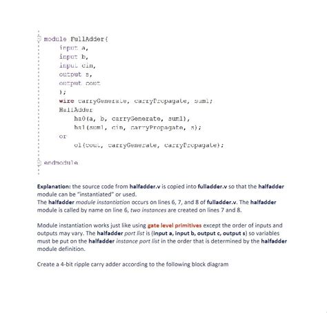 Solved Create A 4 Bit Ripple Carry Adder According To The Chegg Com