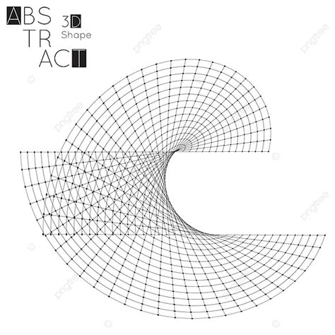 Abstract 3d Wireframe Geometric Shape Isolated On White Background Wave Shape Surface Png And