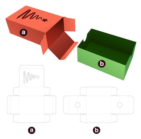 크리스마스 포장 다이 컷 템플릿 및 3d 모형 프리미엄 벡터