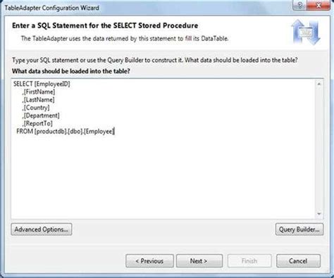 Creating The Tableadapter Using A Simplified Main Query Mindstick
