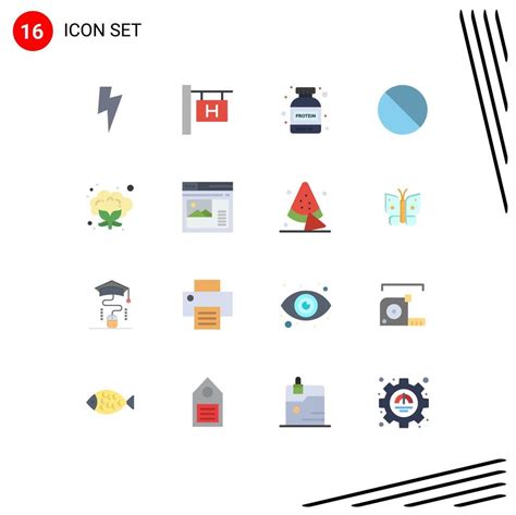 16 Universal Flat Colors Set For Web And Mobile Applications Page Vegetable Bottle Food