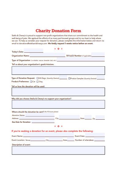 FREE Charity Forms In PDF MS Word Excel