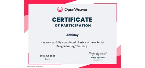Abhinay Narige On Linkedin Basics Of Javascript Programming Bootcamp Open Weaver Inc