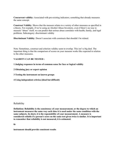 Validity And Reliability Doc Resume Writing And Advice Job Search