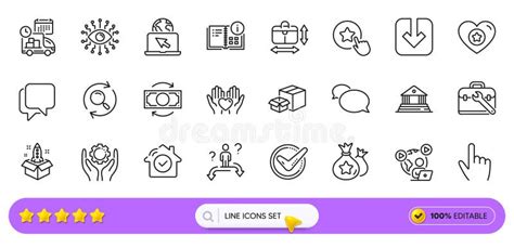 search artificial intelligence and loyalty points line icons for web