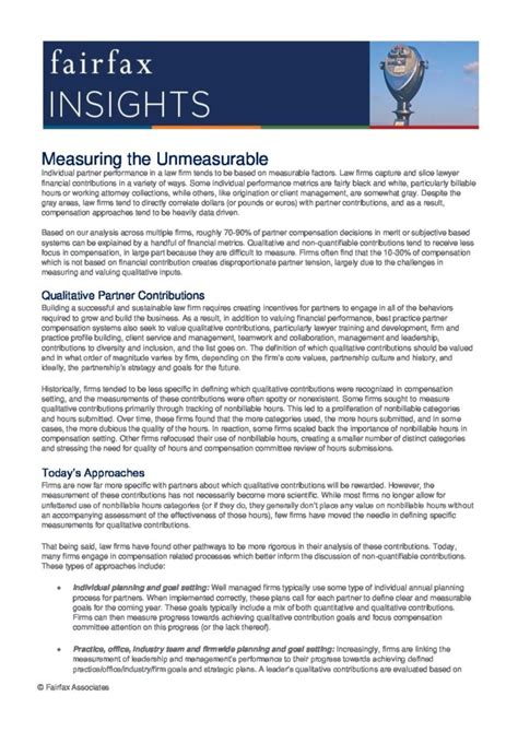 Measuring The Unmeasurable Fairfax Associates