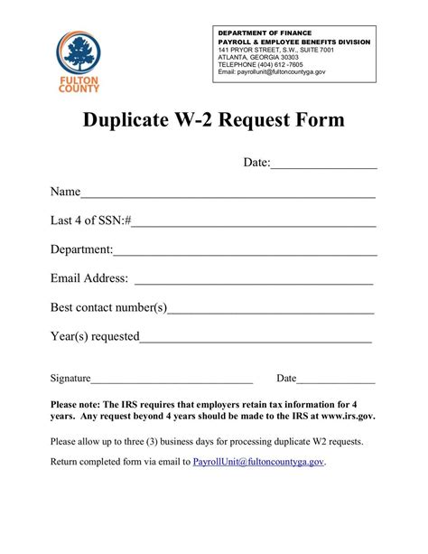 Duplicate W 2 Request Form Fill And Sign Online With Lumin