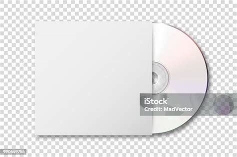 벡터 투명도 격자 배경에 절연 커버 아이콘으로 현실적인 3 차원 흰색 Cd 포장 이랑 그래픽의 디자인 템플릿입니다 상위 뷰 0
