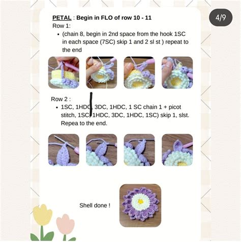 Free Pattern Sunflower Shell Turtle