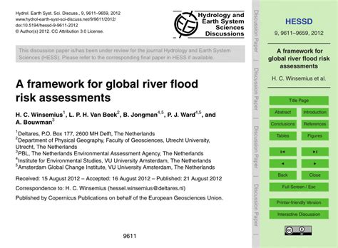Pdf A Framework For Global River Flood Risk Assessments
