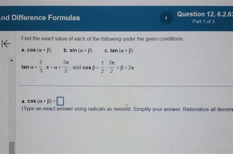 Solved Find The Exact Value Of Each Of The Following Under Chegg Com