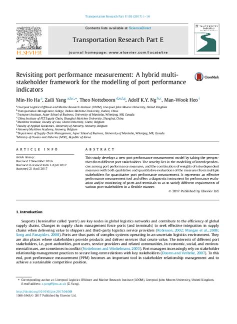 Pdf Revisiting Port Performance Measurement A Hybrid Multi Stakeholder Framework For The