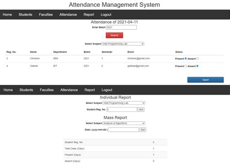 employee attendance record system using php free source biometric