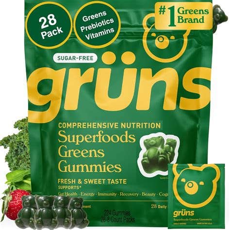 Gruns Adult Sugar Free Super Greens Gummies Superfood