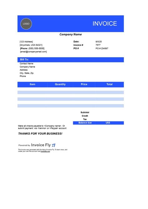 Free Invoice Template Excel Xlsx Download Free Invoice Fly