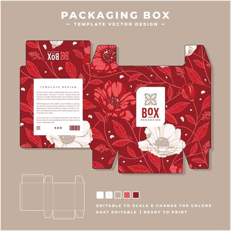 Premium Vector Rectangle Product Box With Floral Pattern 126