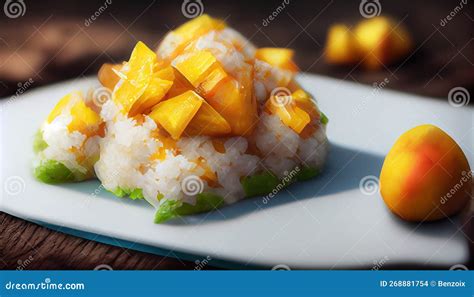 Fresh Ripe Mango And Sticky Rice With Coconut Milk Authentic Thai