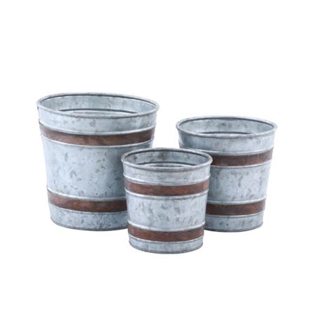 Becki Galvanized Pots Set Of 3