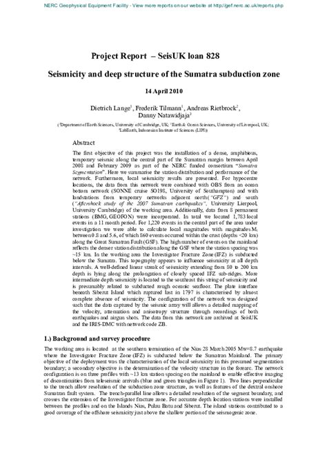 Pdf Subduction Zone Segmentation And Controls On Earthquake Rupture The 2004 And 2005 Sumatra