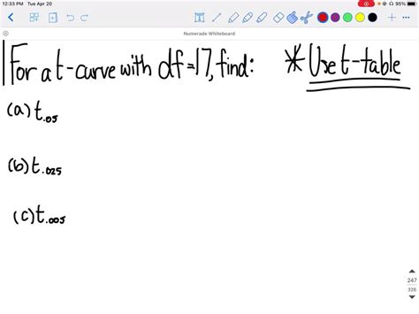 solved find the following t values in table 4 of appendix i a tos