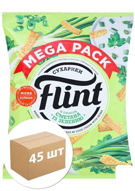 Сухарики Flint пшенично-житні зі смаком Сметана та зелень 45х110 г ...