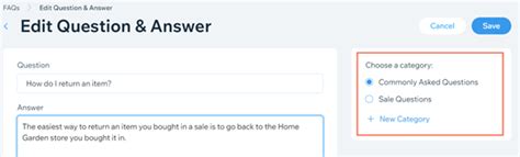 working with categories in the wix faq app help center