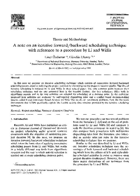 pdf european journal of operational research a note on an iterative