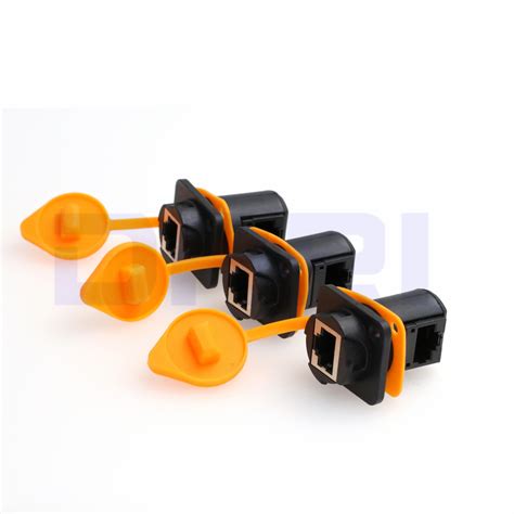 Ip65 Panel Mount Connector Dual Port Rj45 Sockets Ethernet Waterproof