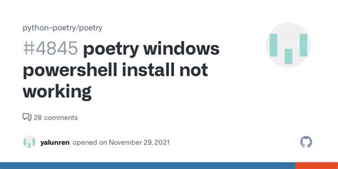 Poetry Windows Powershell Install Not Working · Issue 4845 · Python