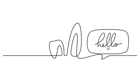 One Line Drawing Of Rabbit Calligraphy Style Vector Image