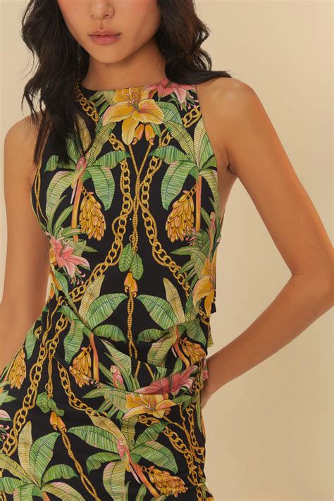 Vestido Curto Estampado Paraíso Tropical