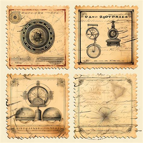 Premium Photo Set Of Vintage Wanderlust Aged Map Paper Vintage