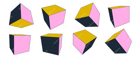 premium vector colorful 3d cube set neon color geometric boxes in different perspective angles