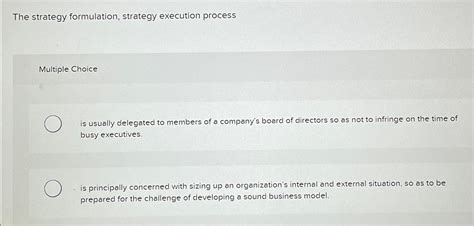 Solved The strategy formulation, strategy execution | Chegg.com