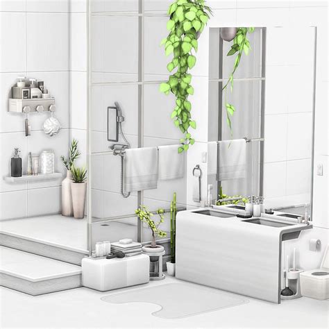 monochromatic bathroom using clutters from the new kit 🤍🌿 r sims4