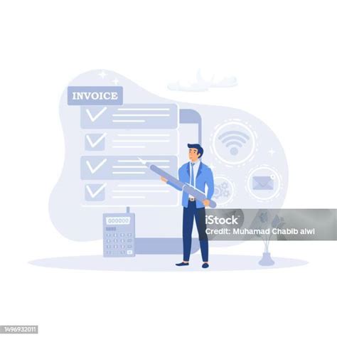 세금 계산을 위한 문서를 준비하고 소득세 신고서를 작성하고 사업 송장을 계산하는 캐릭터 플랫 벡터 현대 그림 개념에 대한 스톡 벡터 아트 및 기타 이미지 Istock