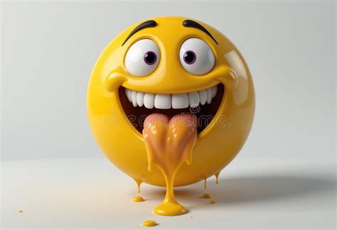 Cartoon Emoji Expression With Drooling Tongue And Exaggerated Smile