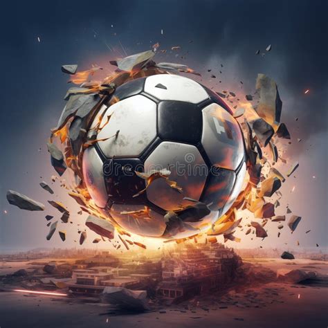 Ai Generated Exploding Football Stock Illustration Illustration Of