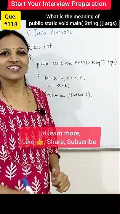 Java Interview Question 118 What Is The Meaning Of Public Static Void Main String Args