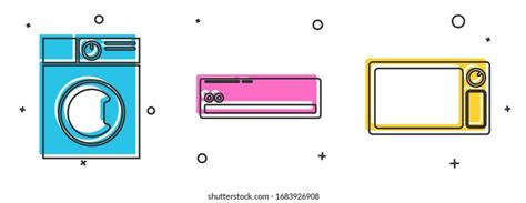 Set Washer Air Conditioner Microwave Oven Stock Vector Royalty Free 1683926908 Shutterstock
