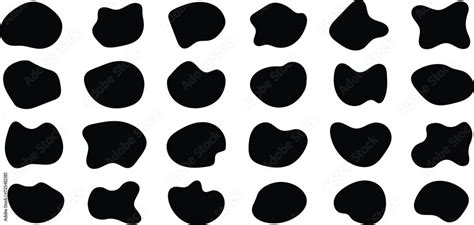 Blob Shape Organic Set Random Black Cube Drops Simple Shapes Pebble Inkblot Drops And Stone