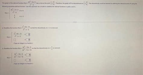 solved the graph of the rational function r x 2x 2 7x 3