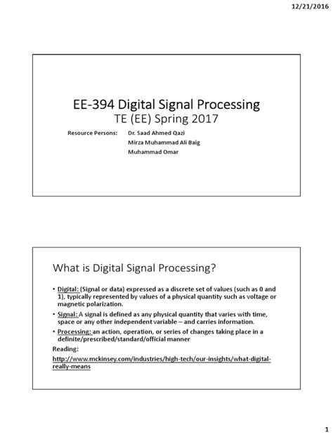 Dsp01 Pdf Signal Electrical Engineering Discrete Fourier Transform