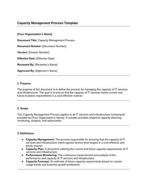 Capacity Management Process Template Pdf